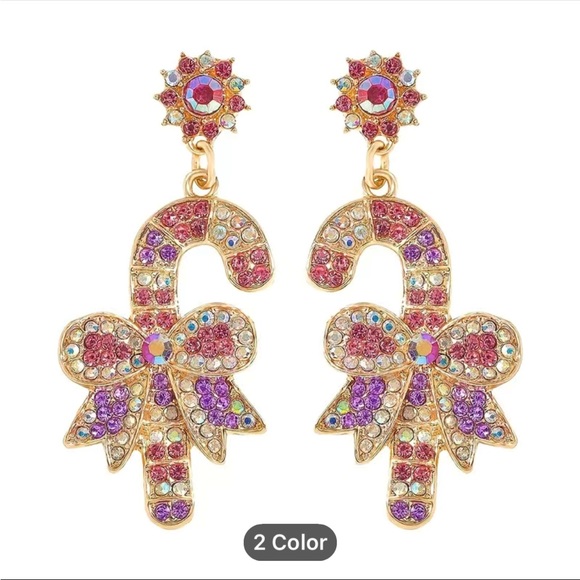 Jewelry | Rhinestone Candy Cane Dangle Earrings | Poshmark